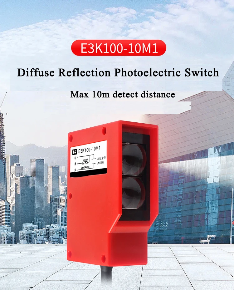 Interruptor fotoeléctrico de reflexión difusa impermeable, Sensor de barrera de luz NPN PNP, 0 ...