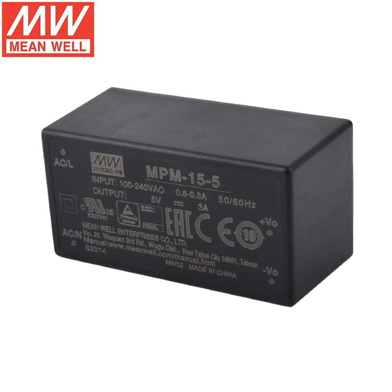 MEAN WELL MPM 15 5V/3A 12V/1.25A 15V/1A 24V/0.63A 15W Medical Encapsulated Switch Power Supply ...