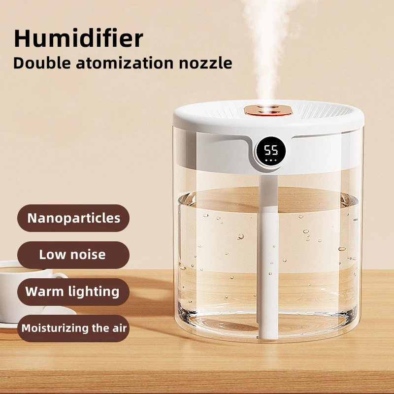 2000ml Usb 공기 가습기 더블 스프레이 포트 에센셜 오일 아로마 테라피 디퓨저 쿨 미스트 메이커 홈 오피스용 포거