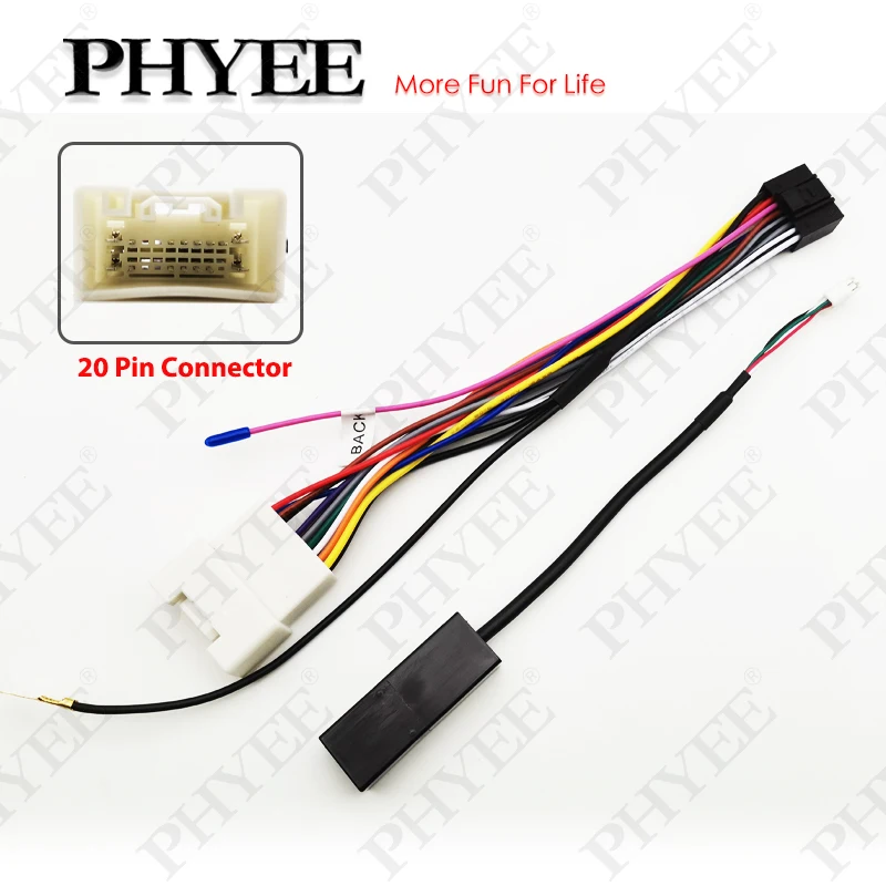 20 Pin Wiring Harness, USB Cable Adapter, Car Android 16 Pin Wires ...