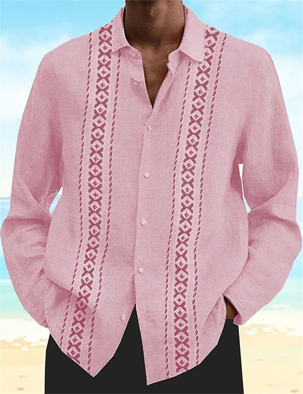 Camisa-hawaiana-con-l-neas-de-color-s-lido-para-hombre-camisa-con ...
