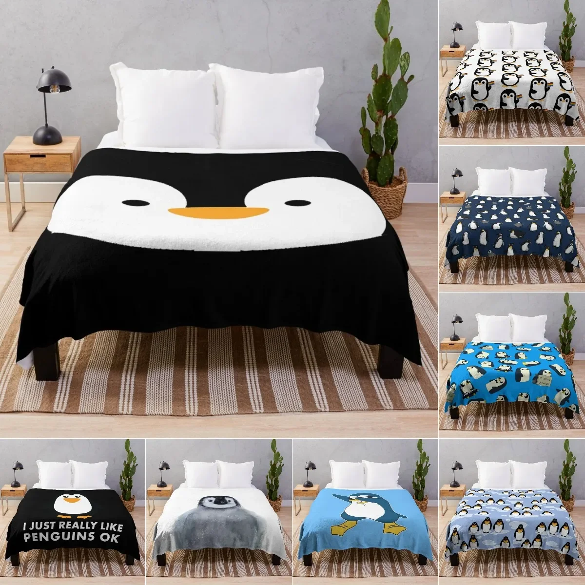 Penguin Throw Blanket, Adorable Super Soft Extra Large Fleece Blanket ...