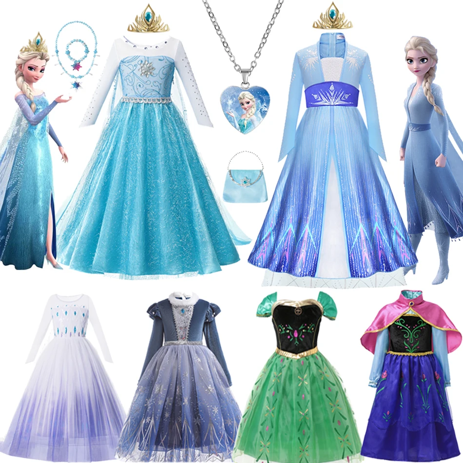 Disney-Frozen-Costume-Princess-Dress-For-Girls-Cosplay-Snow-Queen-Elsa ...