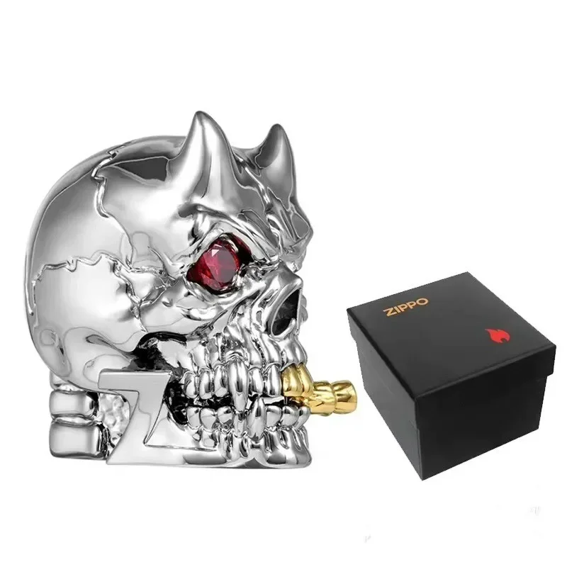 Zippo-lighter-Death-Knight-Skeleton-Skull-Golden-and-Silver-Limited ...