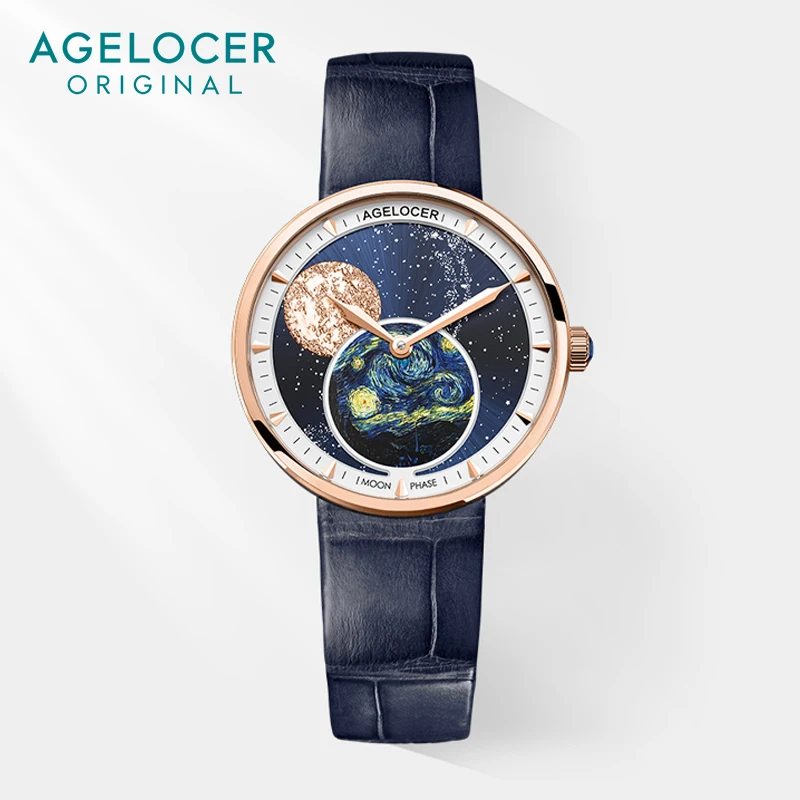 AGELOCER-Brand-Ladies-Real-Moonphase-Watch-Women-Sapphire-Waterproof ...