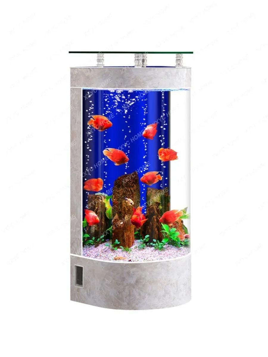 Semicircle-Fish-Tank-Vertical-Living-Room-Small-Landscaping-Change ...