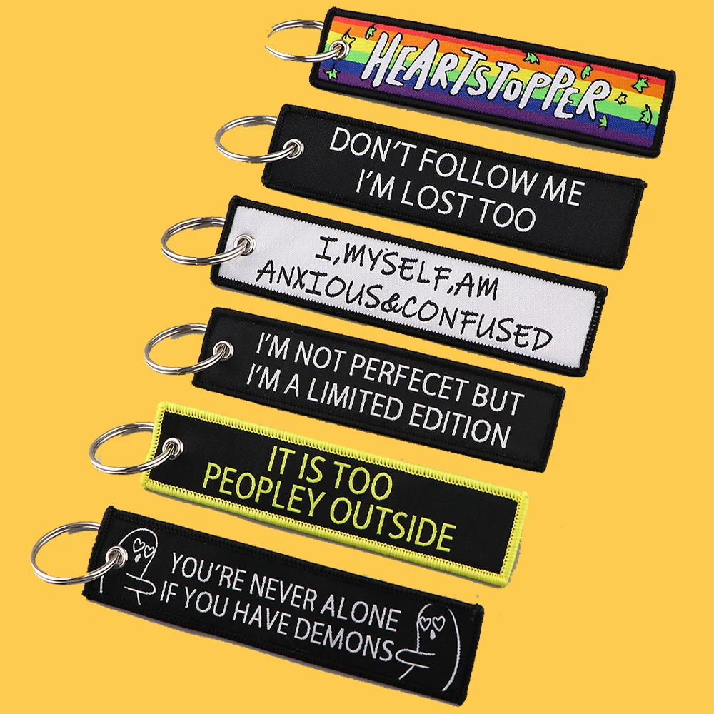 Inspirational Quote Embroidered Key Tags Keychains for Motorcycles and ...