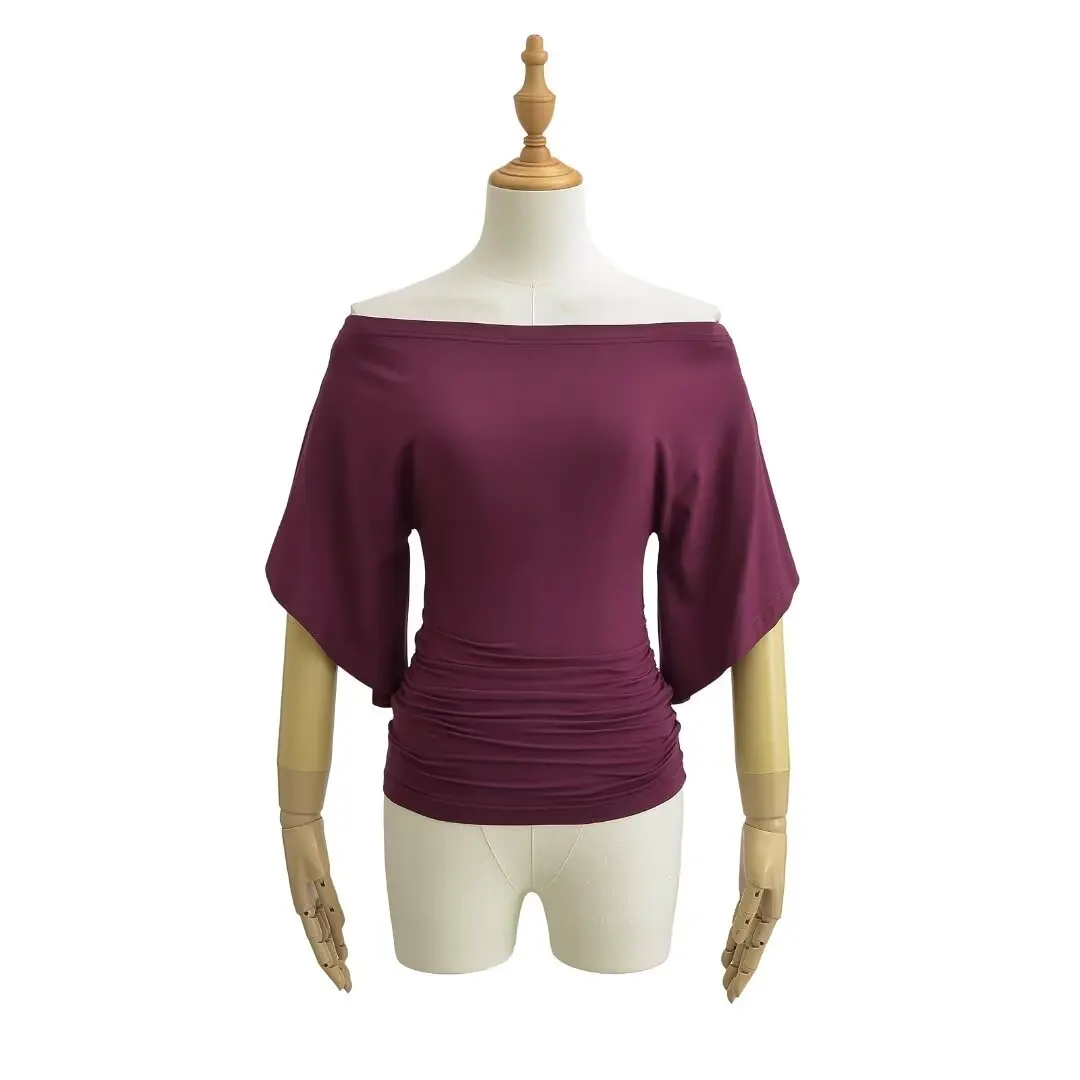 Korean style Women Summer Sexy Bat Sleeve Slash Neck Off Shoulder T ...