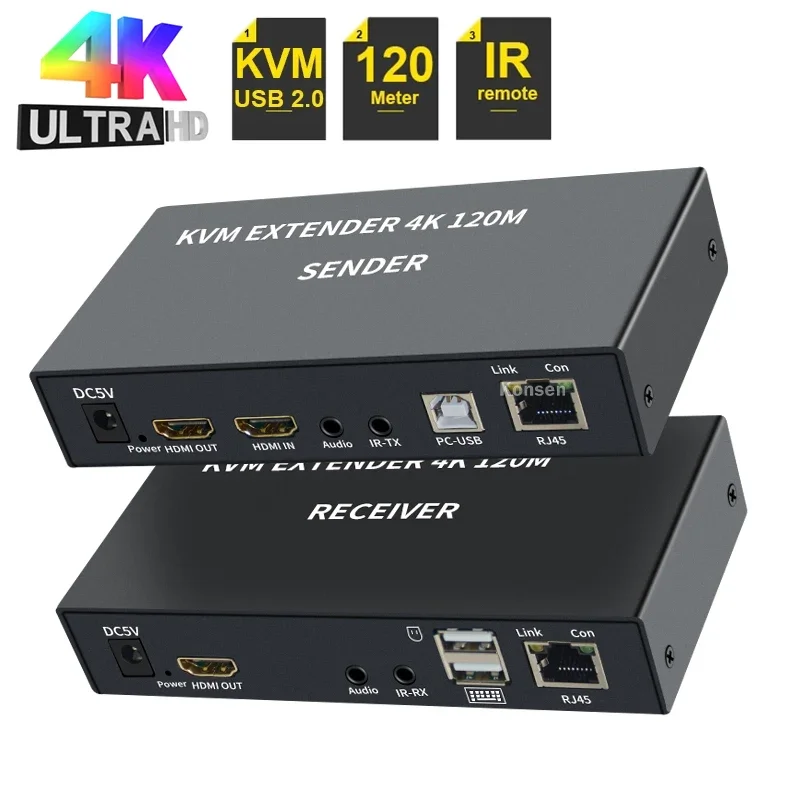 4K-120M-HDMI-KVM-Extender-over-Cat5e-6-Rj45-Ethernet-Cable-HDMI-USB ...