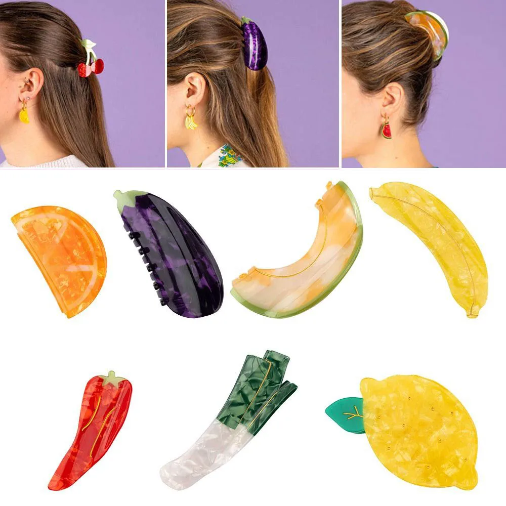 French-Style-Fruit-Vegetable-Design-Clips-Novelty-Acetate-Hair-Claws ...