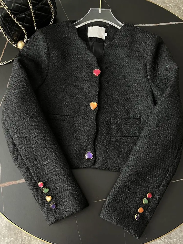 Autumn-Winter-Runway-Woolen-Tweed-Black-Short-Jacket-Coat-Women-s ...