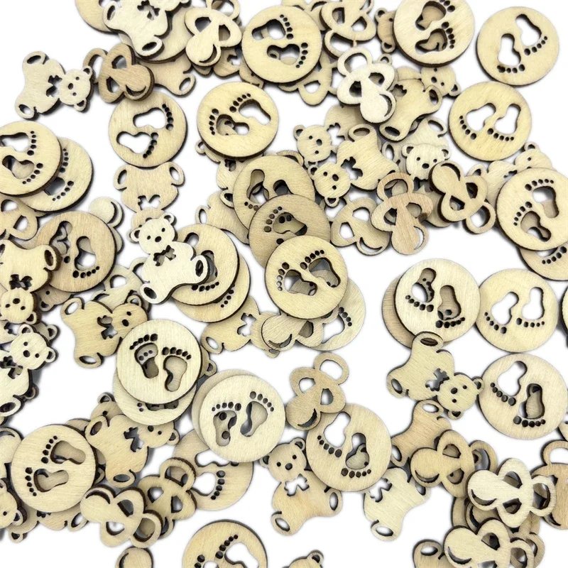 100pcs-Unfinished-Wooden-Wood-Slice-Pattern-Wood-Cutouts-Wood-Pieces ...