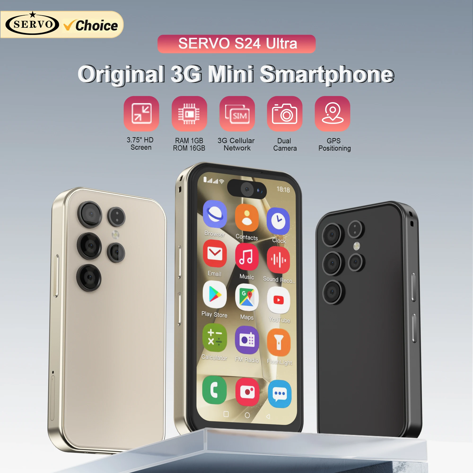Official SERVO S24 Ultra Mini Android Smartphone 3.75" Screen 3G WCDMA ...