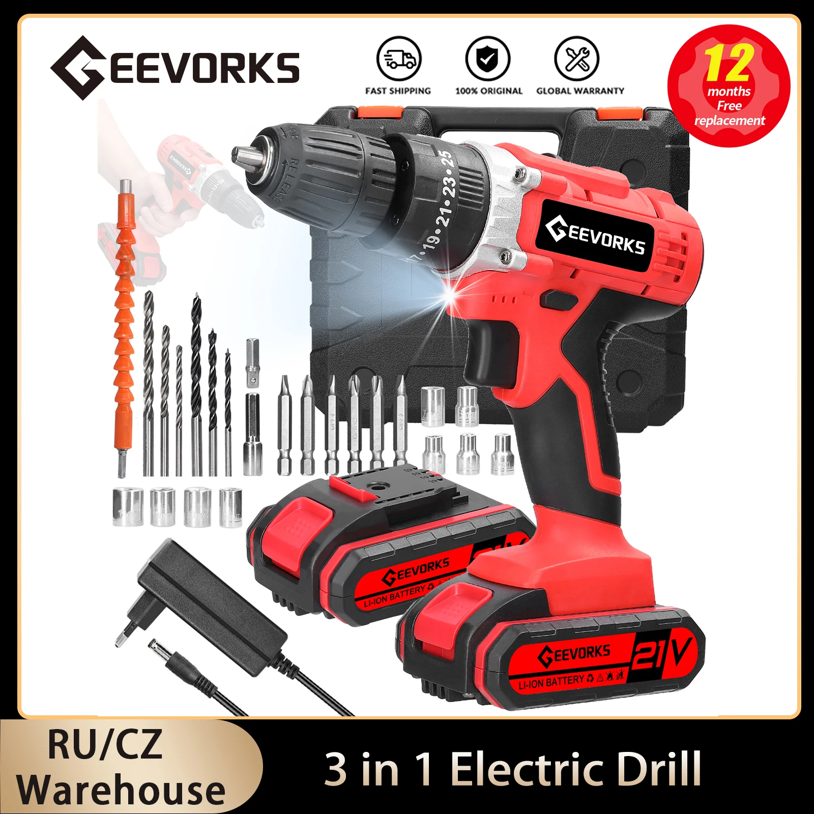 21-8V-Accuboormachine-Elektrische-Schroevendraaier-1500Rpm-55nm-Koppel ...