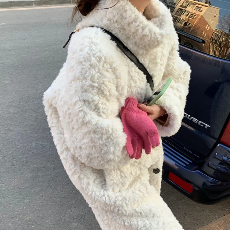 Lamb-Fur-Grass-Coat-for-Women-Korean-Version-2023-Medium-Length-Loose ...
