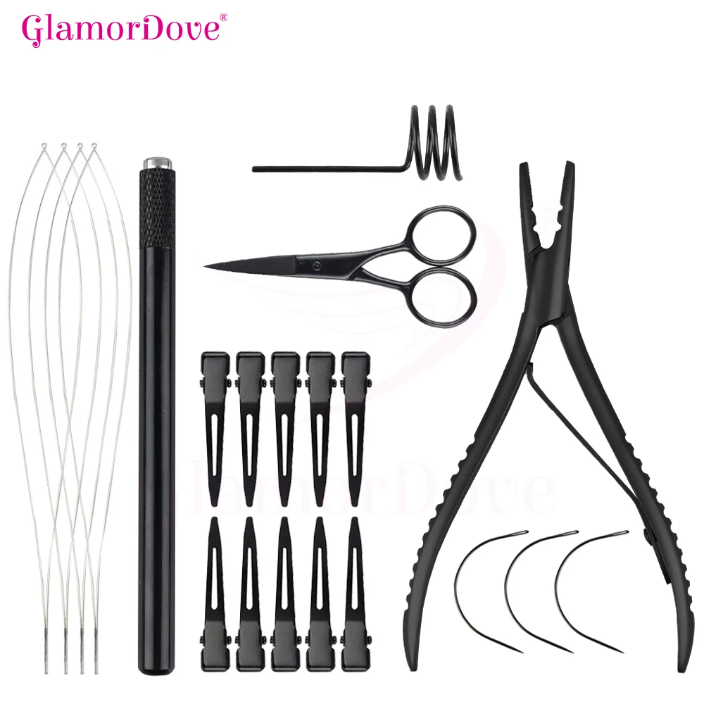 Hair-Extension-Pliers-Kit-with-Hair-Sectioning-Clip-Ring-Silicone-Micro ...
