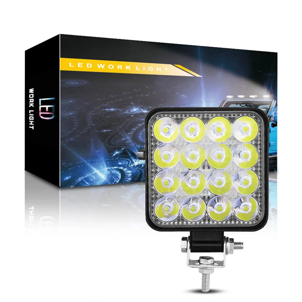 24V 16LED Working Light Spotlight Truck SUV Off Road Tractor 1200LM 48W ...