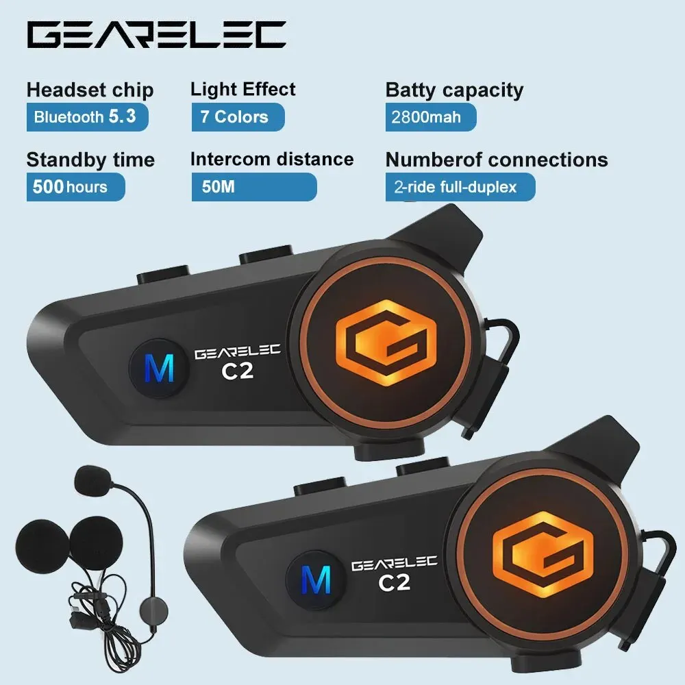 GEARELEC-C2-Motorcycle-Helmet-5-3-Bluetooth-Intercom-Headset-50m-2 ...