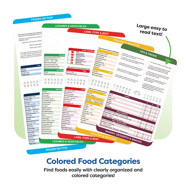 Generic Air Fryer Cookbook Calendar Magnetic Cheat Sheet Food Pro ...
