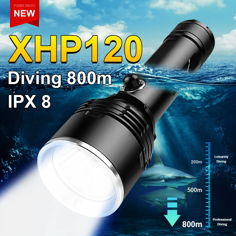 2024 Most Powerful Professional Diving Flashlight XHP120 Powerful ...