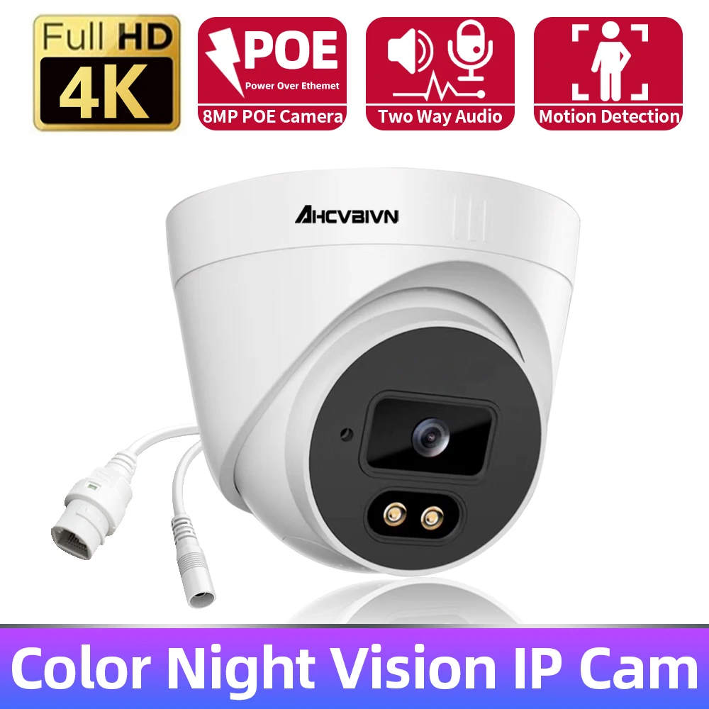 4K-8MP-POE-IP-Dome-camera-Color-Night-vision-Home-Ceiling-Security ...