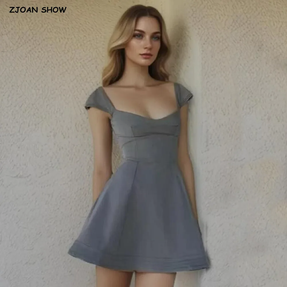 Sexy-Gray-V-neck-Low-Chest-Bodycoon-Corset-style-Mini-Dress-Women-Cross ...