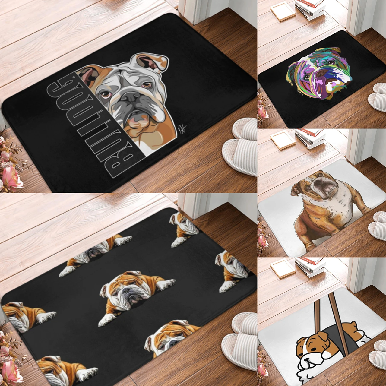 Funny English Bulldog Dogs Doormat Non slip Absorbent Bathroom Floor ...