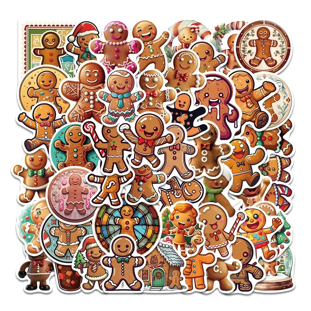 50pcs Cartoon Christmas Gingerbread Graffiti Stickers DIY Laptops Water ...