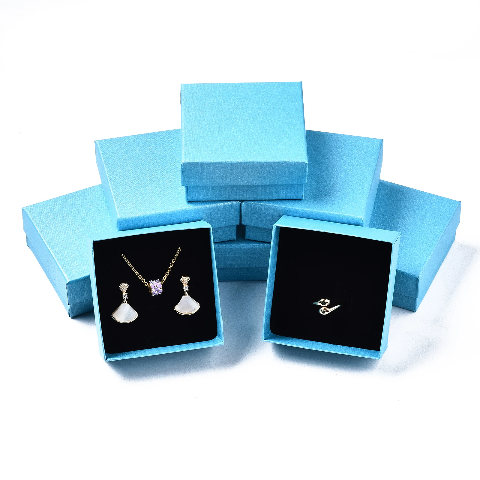 12pcs Square Cardboard Jewelry Box with Sponge 6 Colors Rings Earrings ...