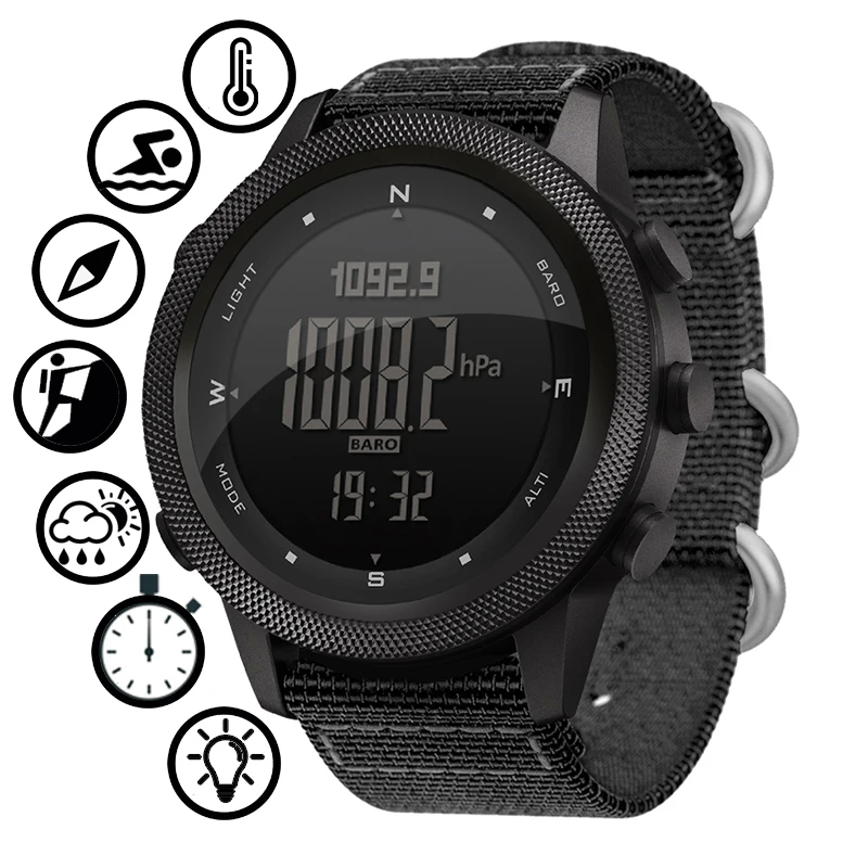 NORTH EDGE Outdoor Sport Multifunction Watch Waterproof 50M Men's ...
