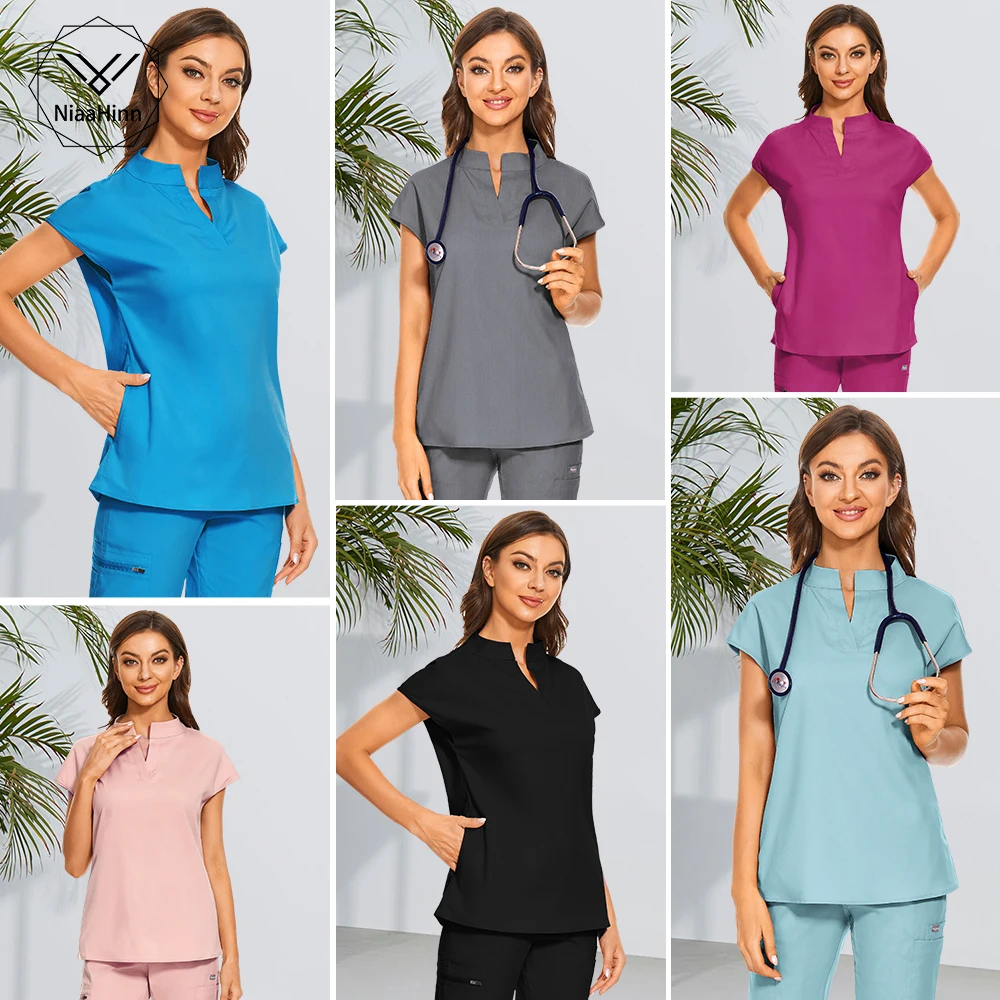 Scrubs-Medical-Uniforms-Woman-Red-Suit-for-Cosmetologist-Dental ...