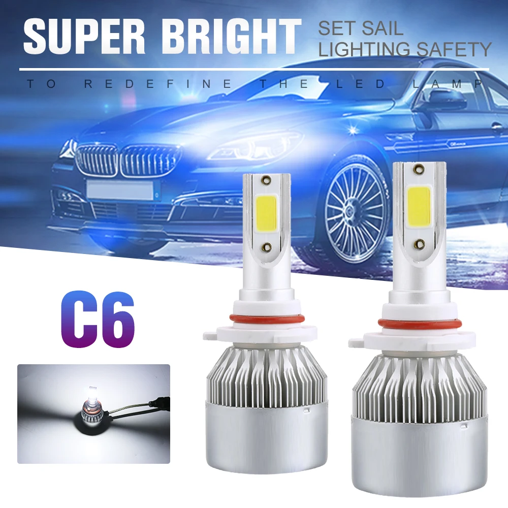 HL 2PCS C6 Led Car Headlight Bulb H7 LED H4 Bulb H8 H1 H3 H11 HB3 9005 ...
