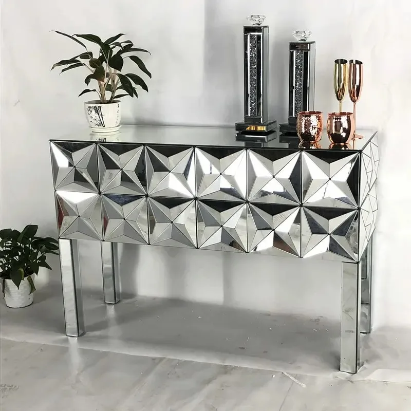 Living-Room-Furniture-Silver-Glass-Beveled-Edges-Tall-Console-Table ...