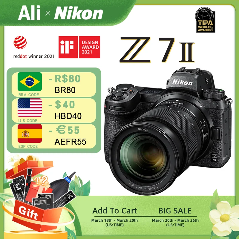 니콘 Z7 II FX 포맷 미러리스 카메라, Z7 2 디지털 카메라 옵션, NIKKOR Z 24 70mm f/4 S 렌즈| | - AliExpress