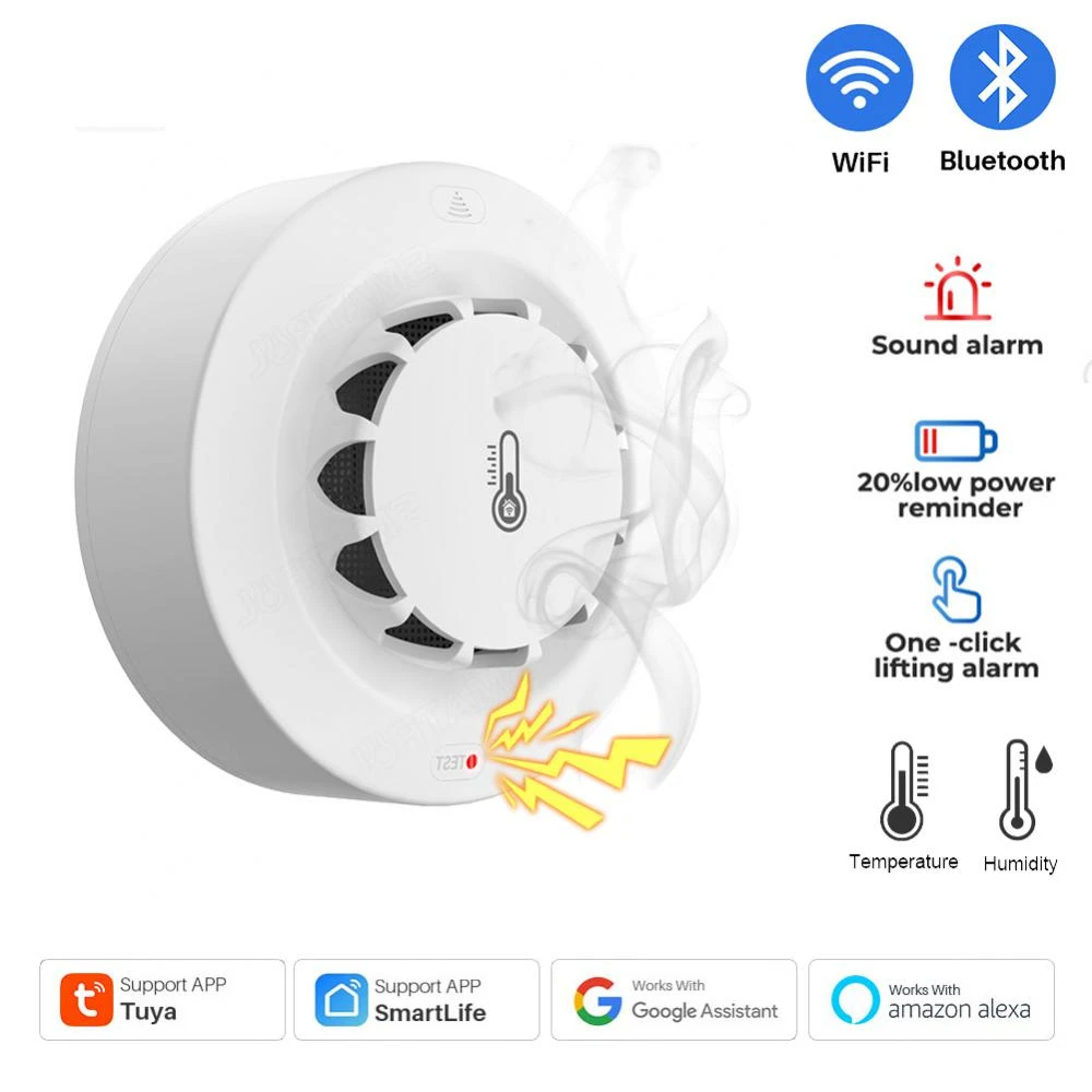 Tuya WiFi Smoke Alarm Temperature And Humidity Detection 3 In1 Sensor ...