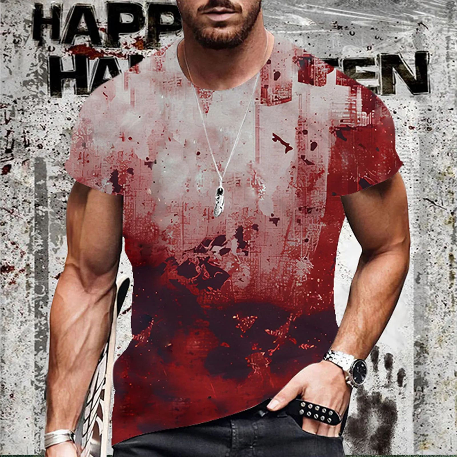 Men-Casual-Horror-3D-Blood-Printed-T-Shirt-Summer-Halloween-Tshirts ...