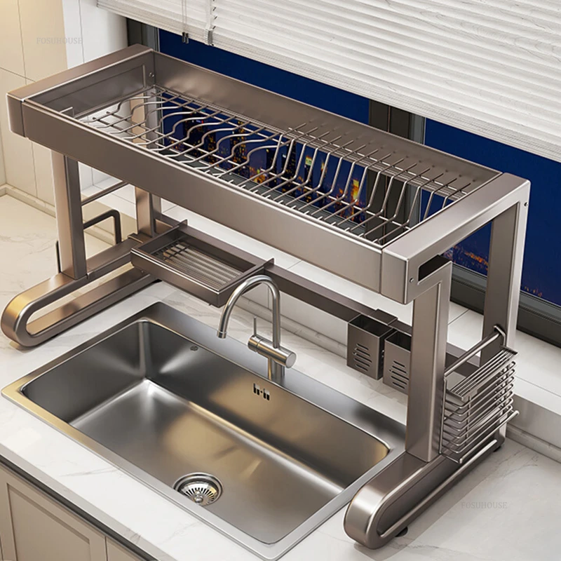 Minimalist-Metal-Dish-Drainer-for-Kitchen-Sink-Double-layer-Large ...