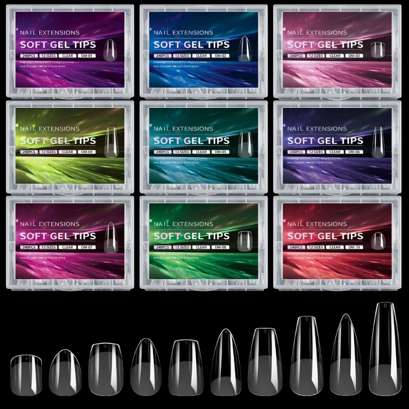 Almond-Acrylic-Nail-Tips-240Pcs-Clear-Full-Cover-Gel-Extensions ...