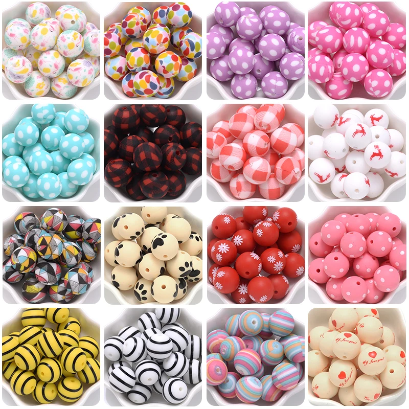 50-100-200-500Pcs-Customised-Silicone-Beads-12-15-19mm-Round-Baby ...