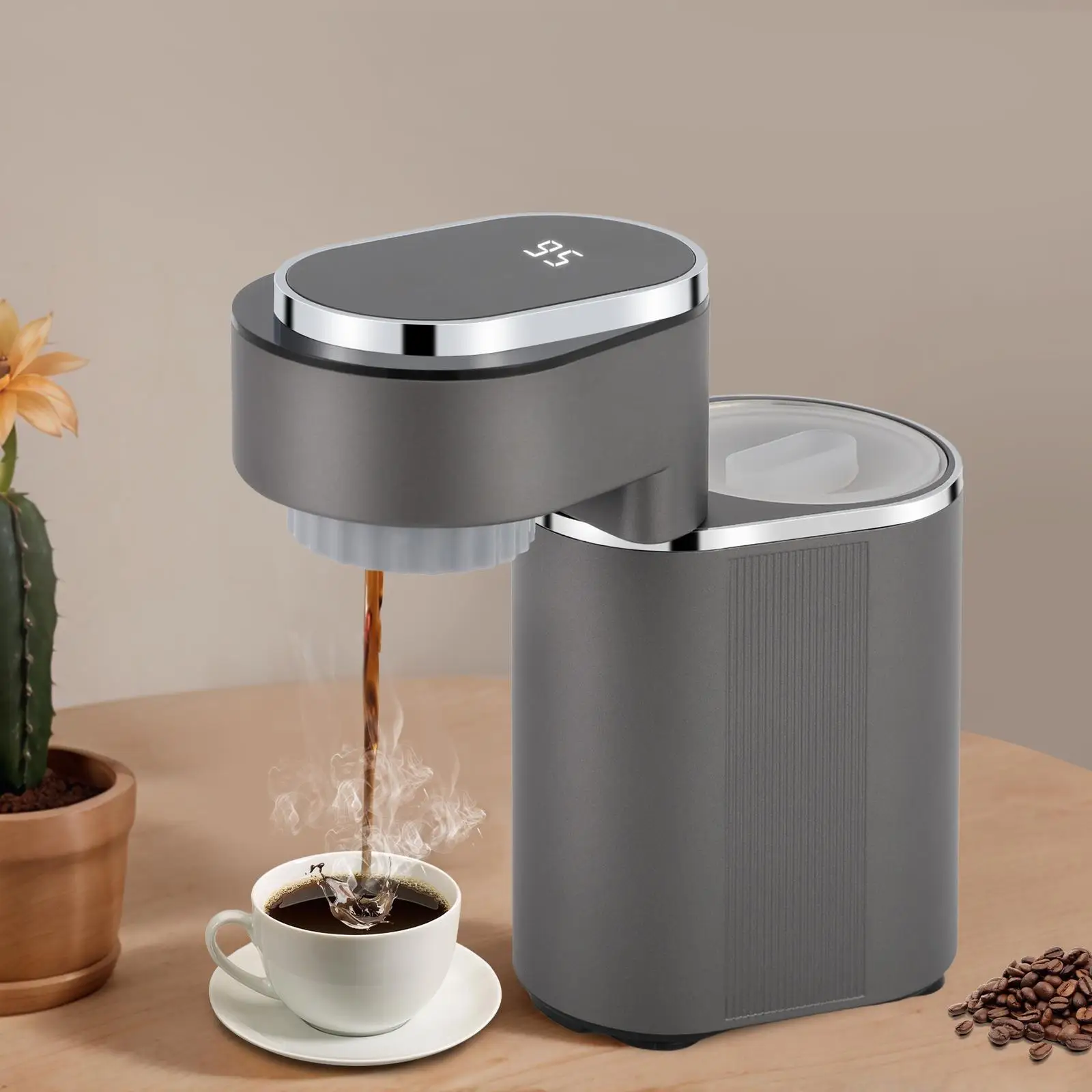 150ml Mini Coffee Machine 600W Portable Grey Travel Espresso Maker 15 ...
