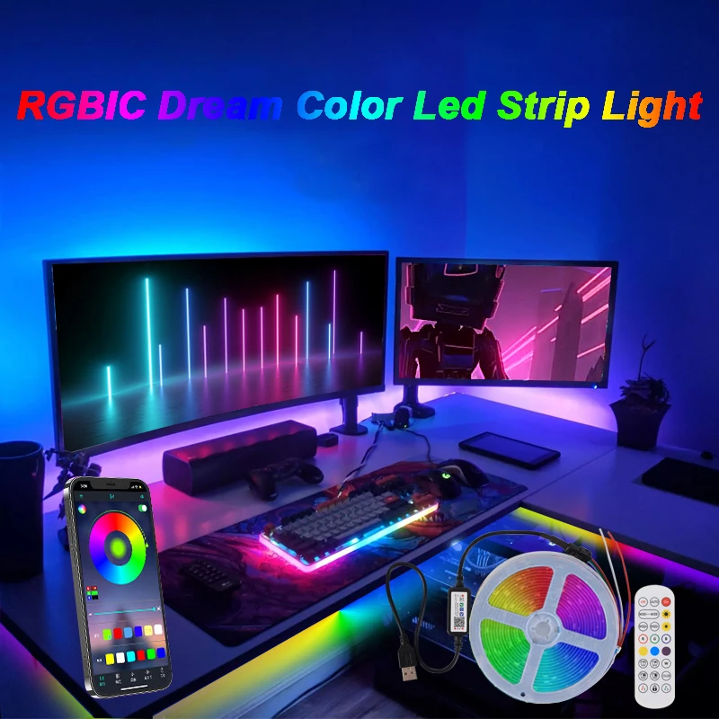 RGBIC LED Strip Lights, Music Sync Magic Color Dreamcolor Light Strip ...
