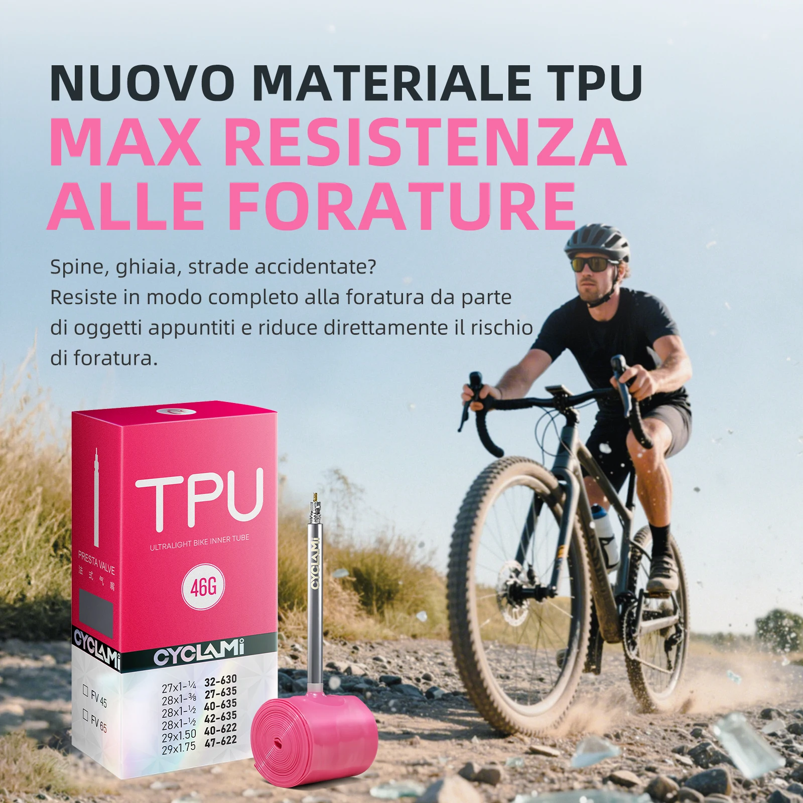 CYCLAMI bicicleta de carretera ultraligera MTB29 TPU tubo interior rosa ...