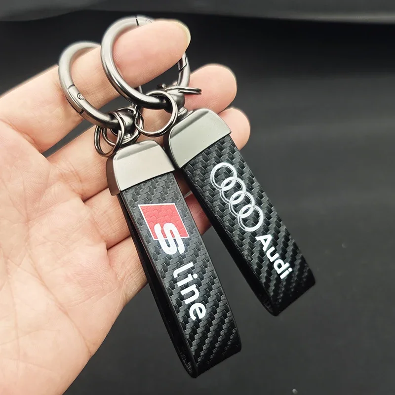 Carbon Leather Luxury Car Keychain For Audi A3 A4 A5 A6 A1 A2 Q2 Q3 Q4 ...