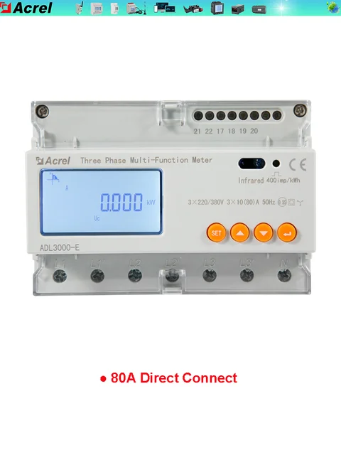 Acrel ADL3000 Bidirectional Din Rail 3 Phase Solar Power Meter Rs485 Modbus-RTU Pairing Solis ...