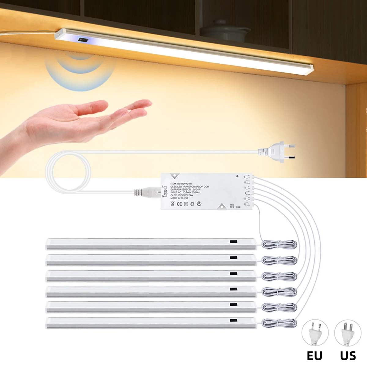 DC12V High Brightness LED Cabinet Light Bar 50/40/30cm Hand Sweep ...
