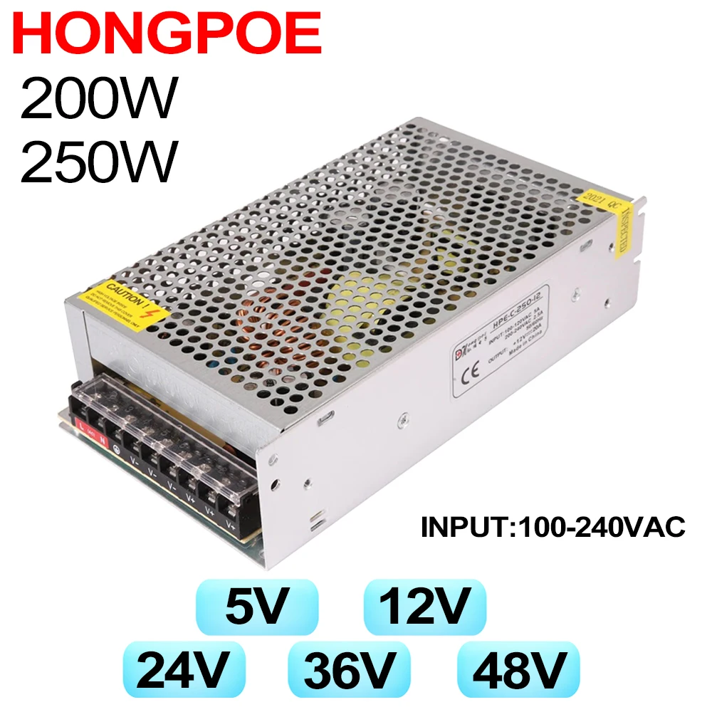 NEW DC 5V 12V 24V 36V 48V Power Supply SMPS AC-DC 100-220V TO 5V 12V 24V 36V 48V 5A 10A 20A 30A ...
