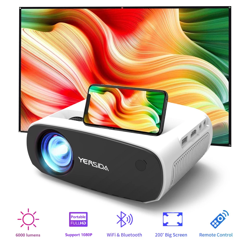 YERSIDA Projector BL128 Mini Portable Smart Home Native 1280x720P HD ...