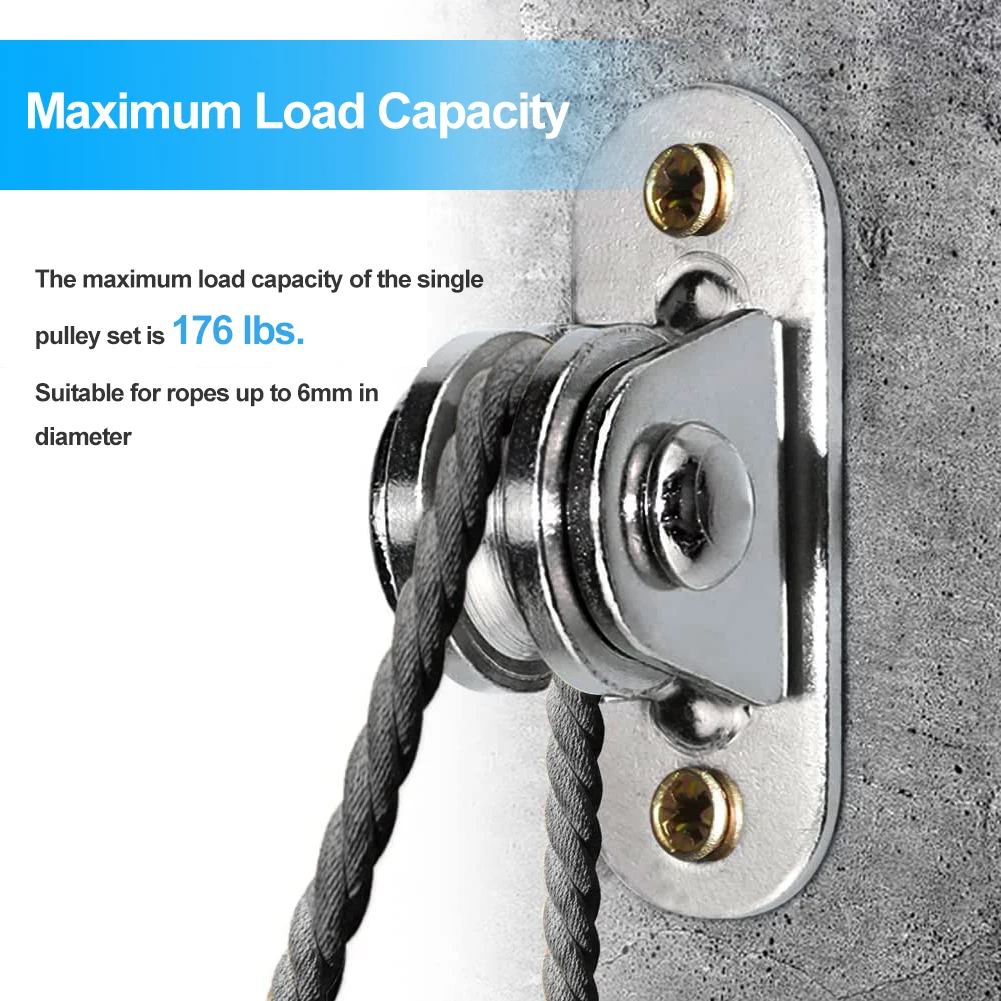 2/4PCS Stainless Steel Pulley Block Kit Silent Pulley Heavy Duty Fixed ...
