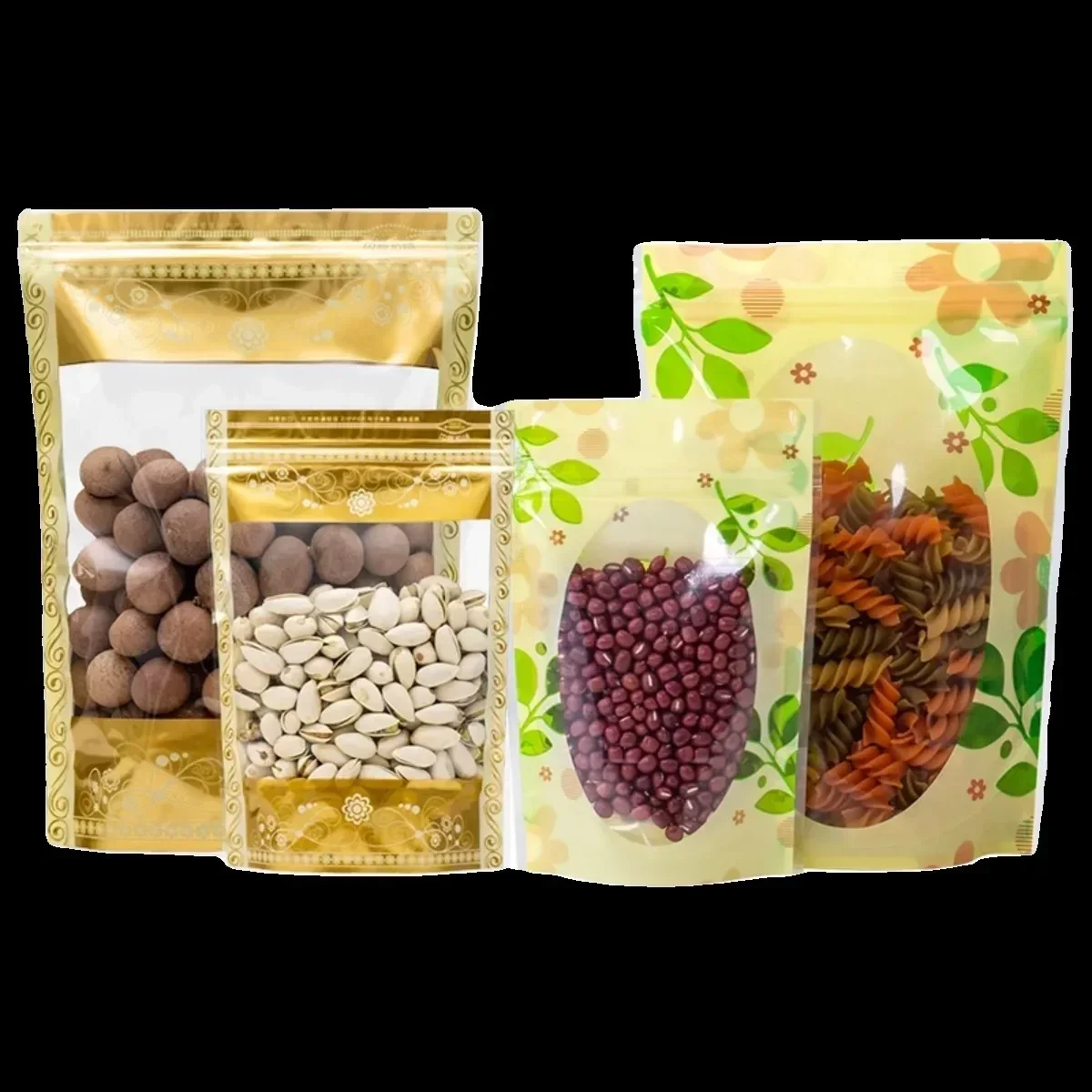 100PCS Plastic Ziplock Package Biscuits Food Storage Pouch Clear Show ...