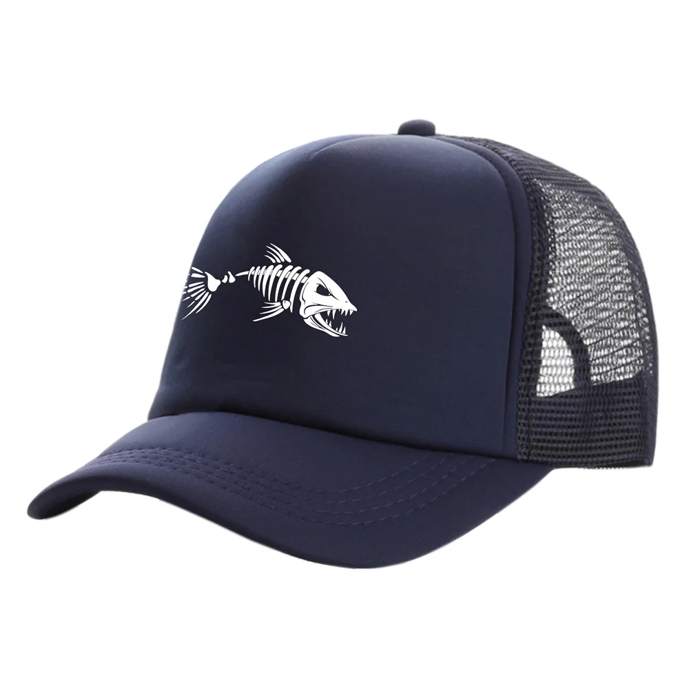 Fishbone Trucker Cap Men Fishing Skeleton Fish Bone Baseball Caps ...